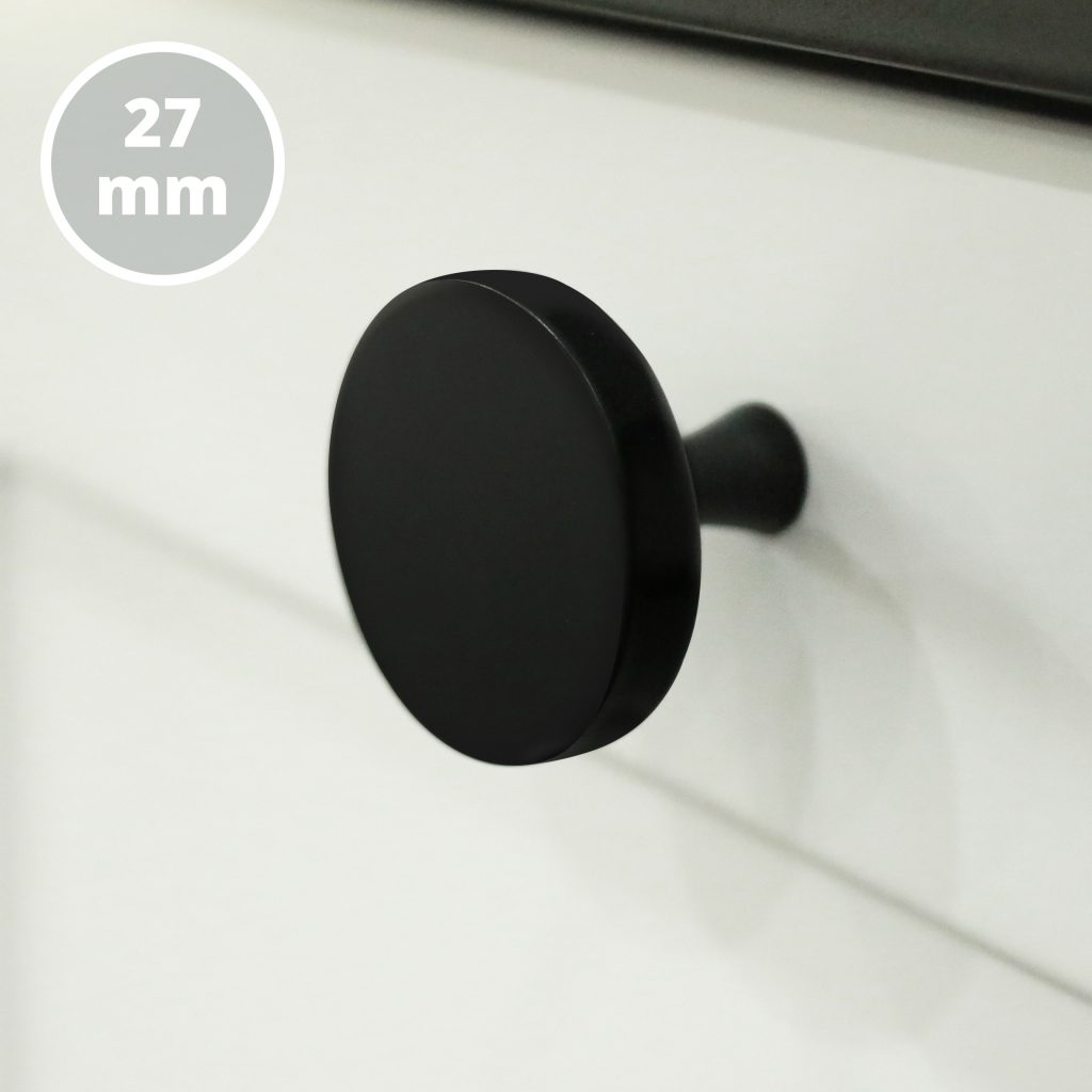 OLIVER Round Knob Handle 27mm Matte Black (each) - Casa Lusso
